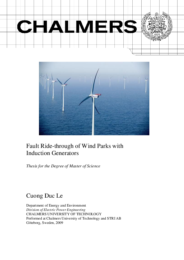 Pdf Fault Ride Through Of Wind Parks With Induction Generators