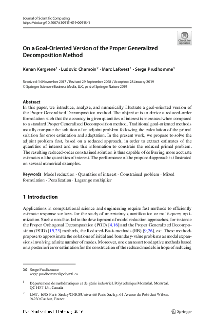 Pdf On A Goal Oriented Version Of The Proper Generalized Decomposition Method