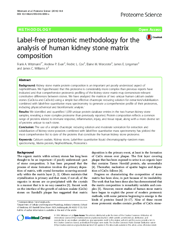 (PDF) Label-free proteomic methodology for the analysis of human kidney ...