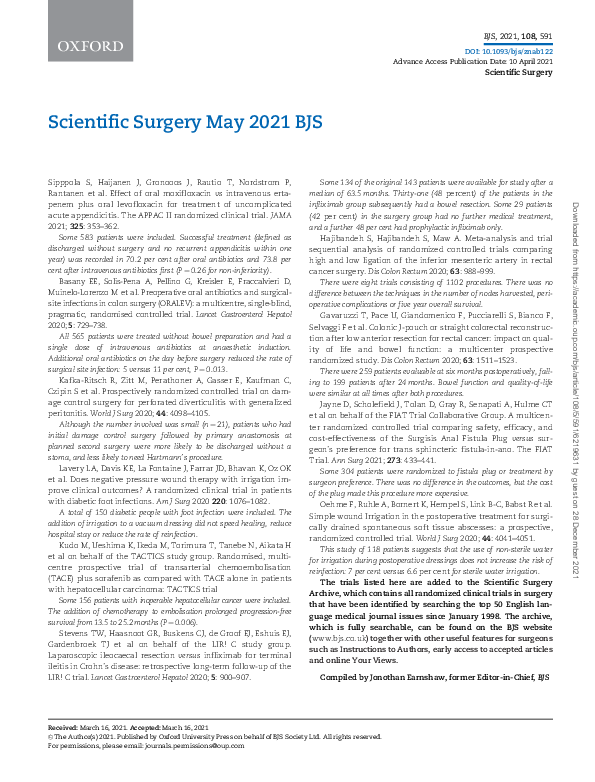 (PDF) Scientific Surgery May 2021 BJS