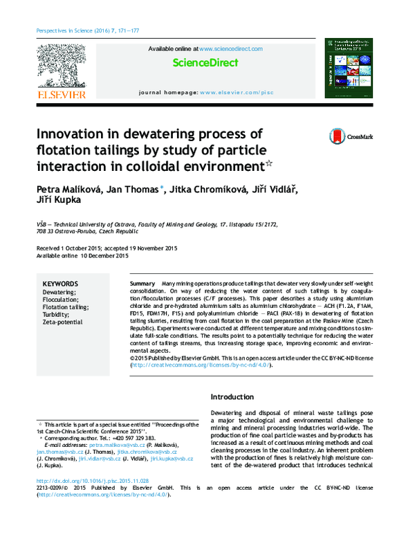 (PDF) Innovation in dewatering process of flotation tailings by study of particle interaction in ...