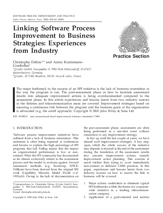 (PDF) Linking software process improvement to business strategies ...