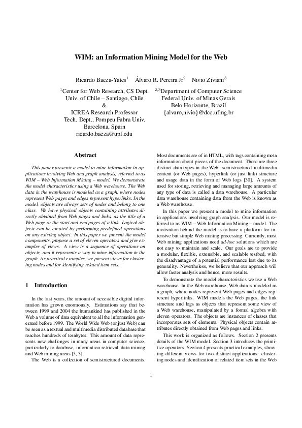 (PDF) WIM: A Web Information Mining Model for Graph Analysis