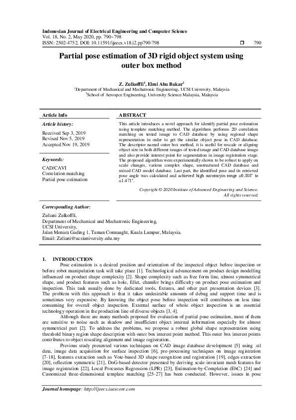 Pdf Partial Pose Estimation Of 3d Rigid Object System Using Outer Box