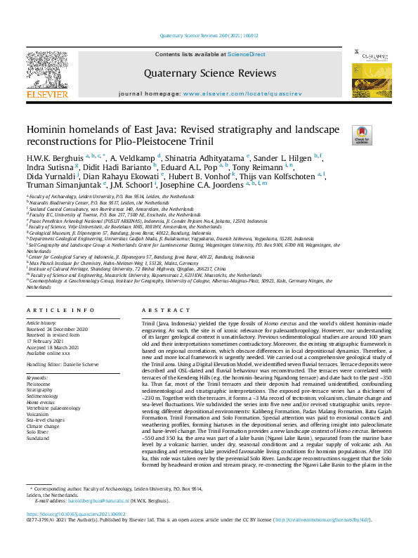 (PDF) Hominin homelands of East Java: Revised stratigraphy and ...