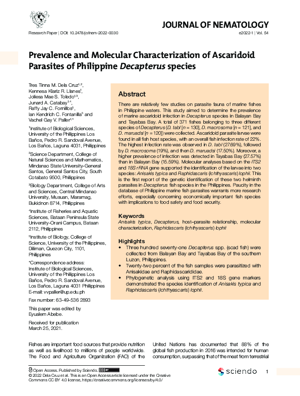 (PDF) Prevalence and Molecular Characterization of Ascaridoid Parasites ...
