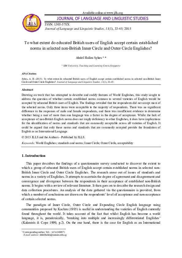 (PDF) Journal of Language and Linguistic Studies