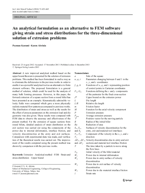 (PDF) An analytical formulation as an alternative to FEM software ...