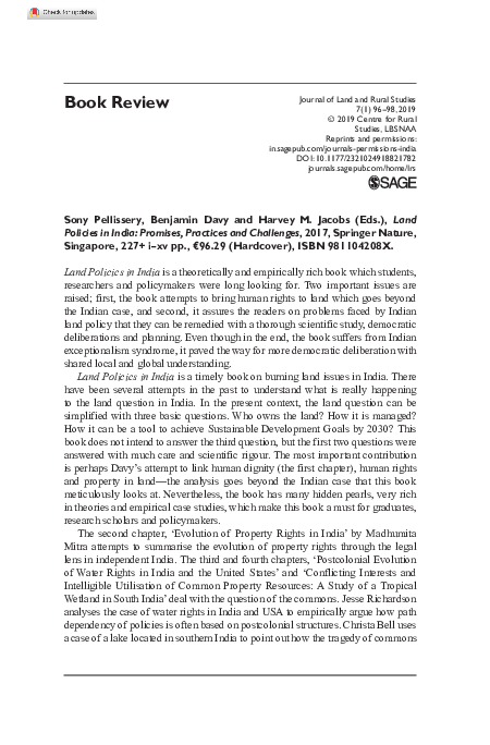 (PDF) Book Review: Sony Pellissery, Benjamin Davy and Harvey M. Jacobs ...