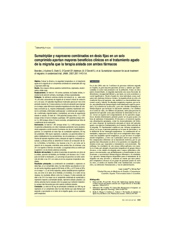 (PDF) Sumatriptán y naproxeno combinados en dosis fijas en un solo ...