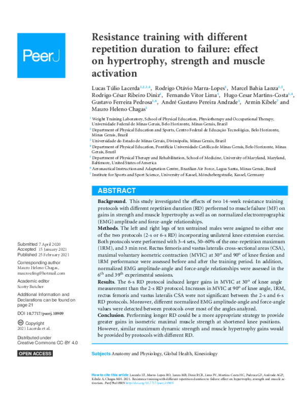 (PDF) Resistance training with different repetition duration to failure ...
