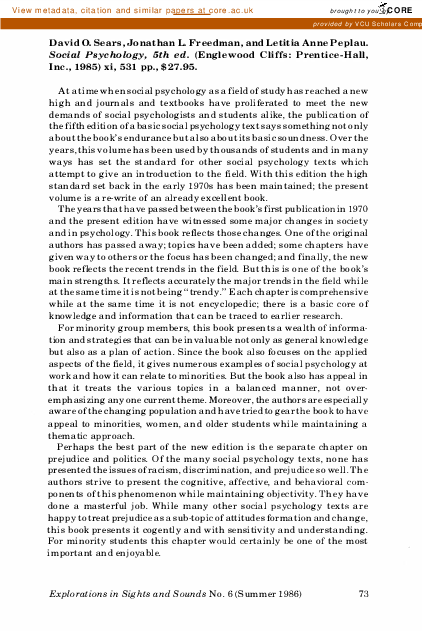 (PDF) [Review of] David O. Sears , Jonathan L. Freedman, and Letitia ...