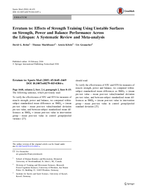 (PDF) Erratum to: Effects of Strength Training Using Unstable Surfaces ...