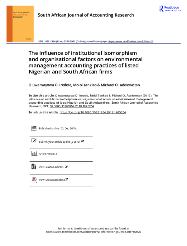 (PDF) The influence of institutional isomorphism and organisational factors on environmental ...
