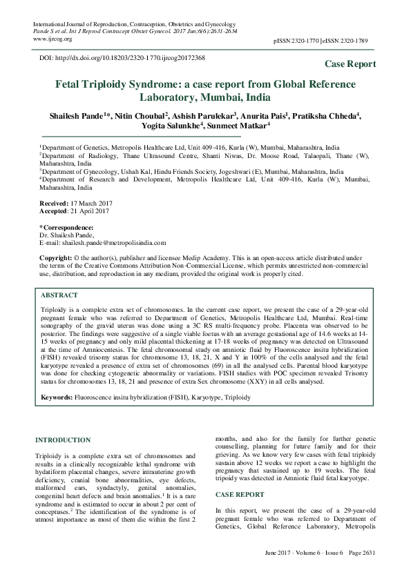 (PDF) Fetal Triploidy Syndrome: a case report from Global Reference ...