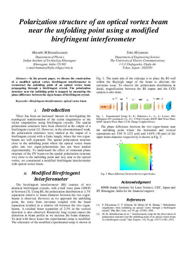 (PDF) Polarization structure of an optical vortex beam near the unfolding point using a modified ...