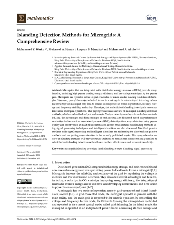 (PDF) Islanding Detection Methods for Microgrids: A Comprehensive Review