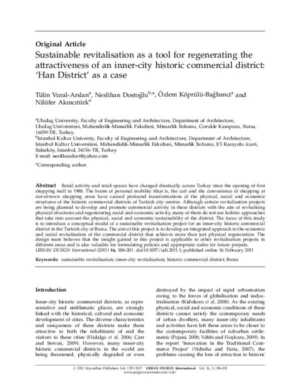 (PDF) Sustainable revitalisation as a tool for regenerating the ...