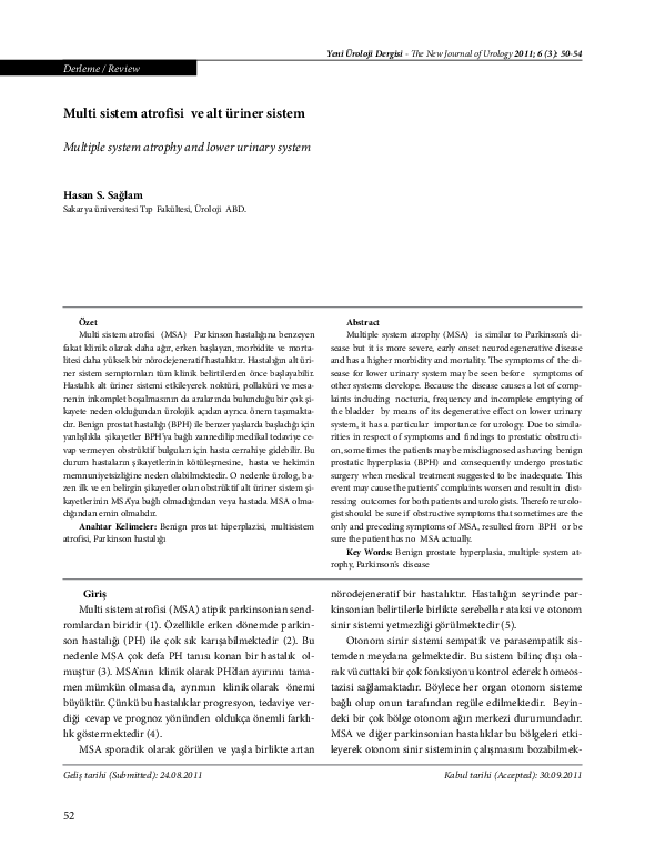 (PDF) Multiple system atrophy and lower urinary system