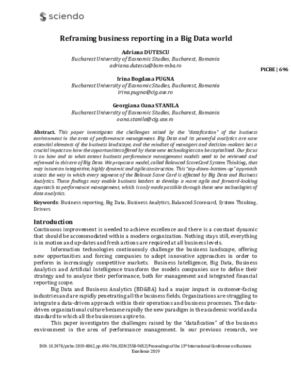 (PDF) Reframing business reporting in a Big Data world