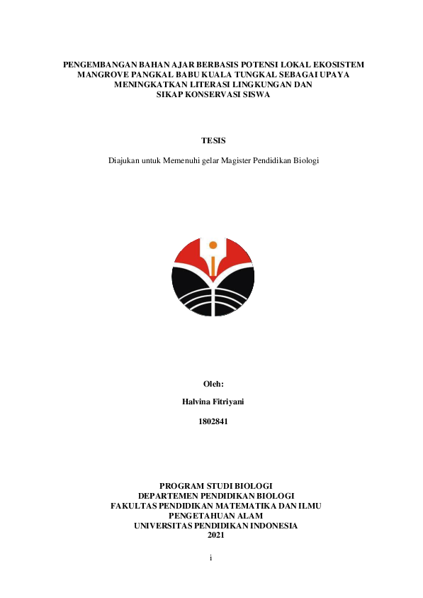 (PDF) Pengembangan Bahan Ajar Berbasis Potensi Lokal Ekosistem Mangrove Pangkal Babu Kuala ...