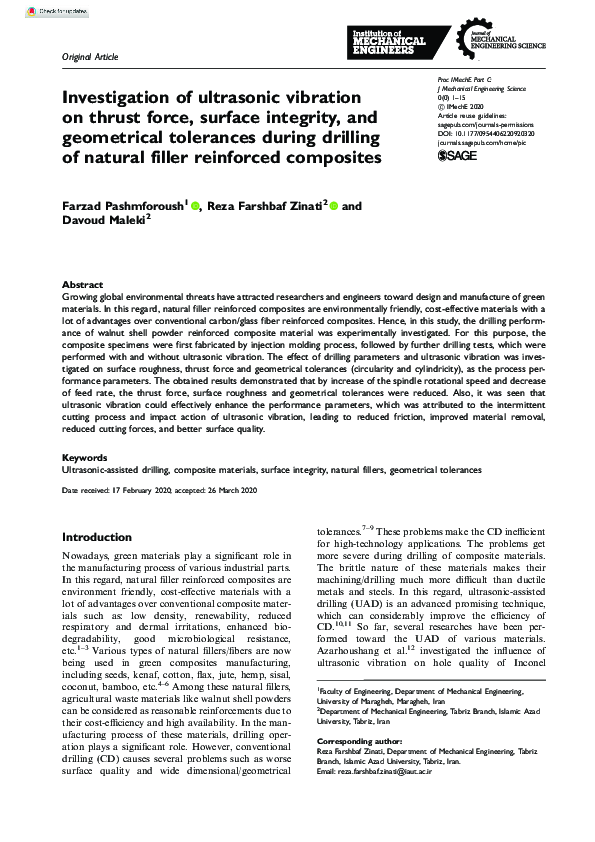 (PDF) Investigation of ultrasonic vibration on thrust force, surface ...