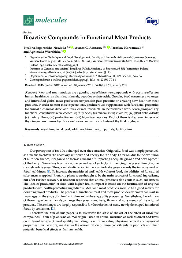 (PDF) Bioactive Compounds in Functional Meat Products