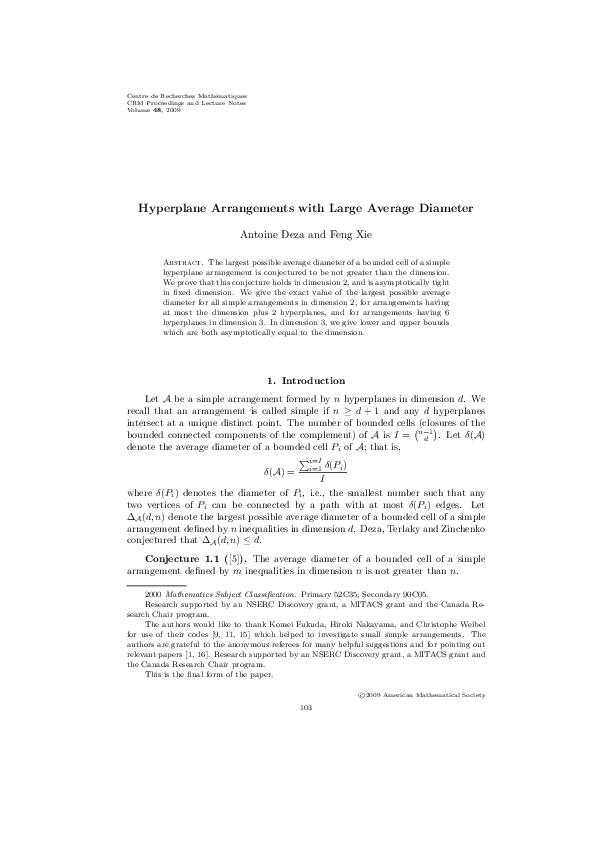 (PDF) Hyperplane arrangements with large average diameter: a computational approach