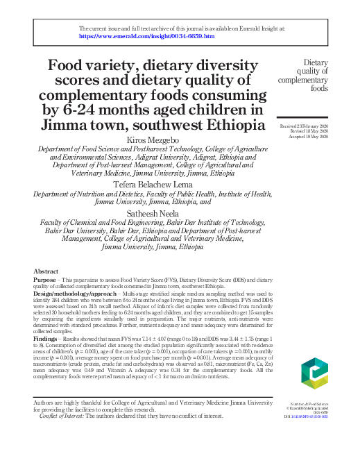 (PDF) Food variety, dietary diversity scores and dietary quality of ...