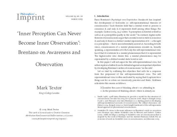 (PDF) Inner perception can never become inner observation