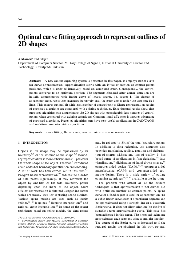 (PDF) Optimal curve fitting approach to represent outlines of 2D shapes