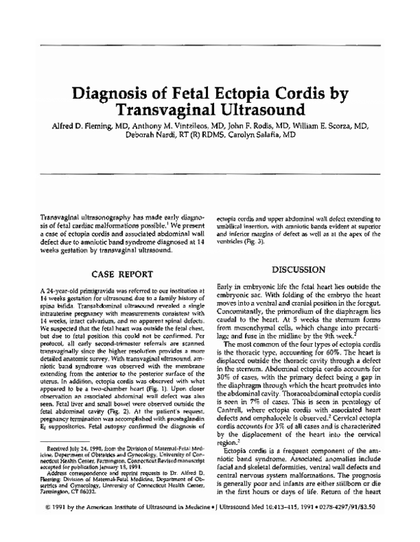 (PDF) Diagnosis of fetal ectopia cordis by transvaginal ultrasound