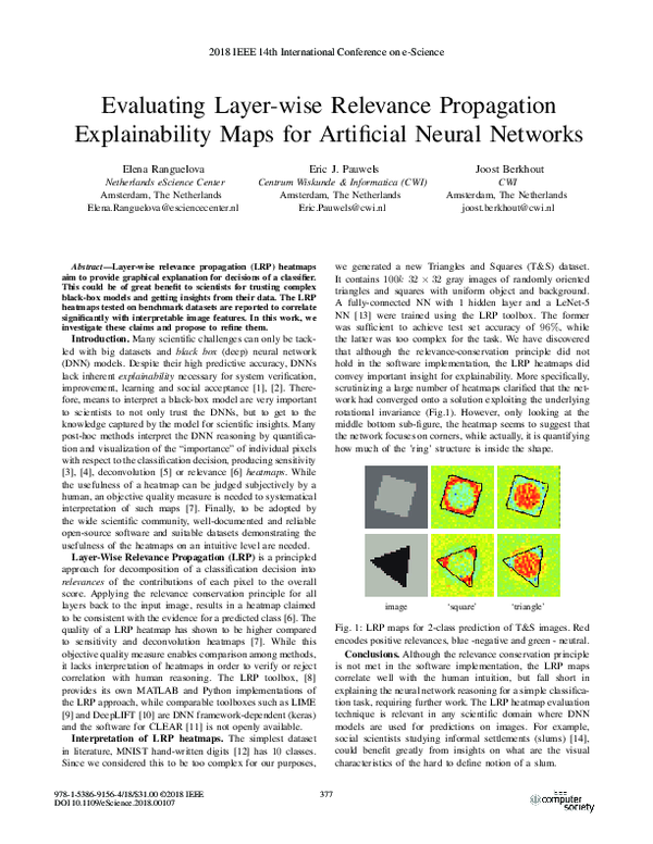 Pdf Evaluating Layer Wise Relevance Propagation Explainability Maps For Artificial Neural