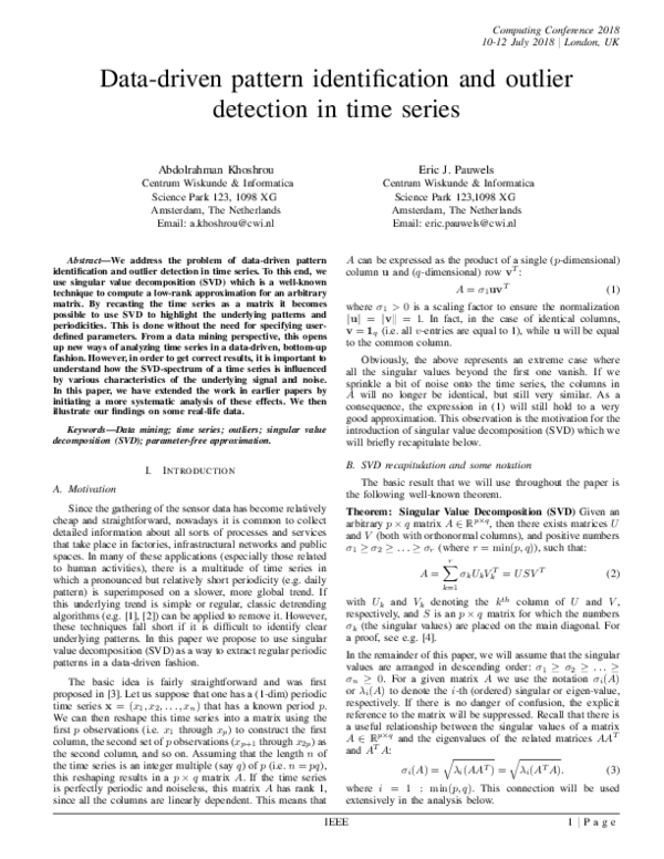 Pdf Data Driven Pattern Identification And Outlier Detection In Time