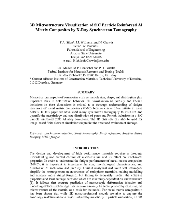 (PDF) 3D Microstructure Visualization of SiC Particle Reinforced Al ...
