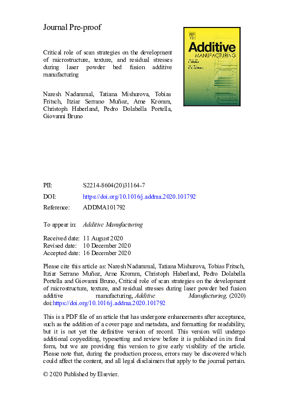 (PDF) Critical role of scan strategies on the development of ...