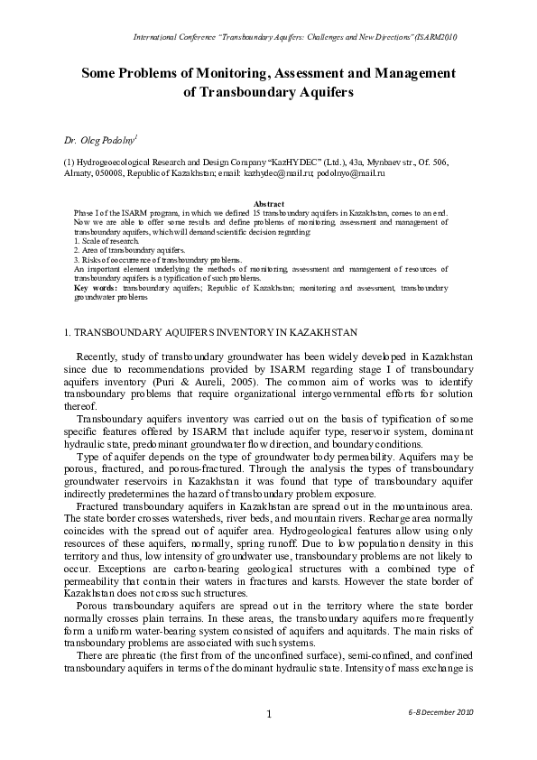 (PDF) Some Problems of Monitoring, Assessment and Management of ...