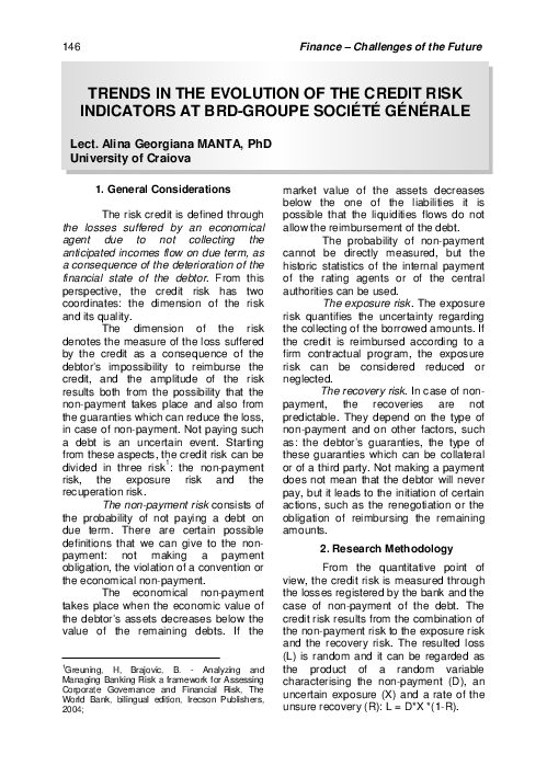 (PDF) Trends in the Evolution of the Credit Risk Indicators at BRD ...