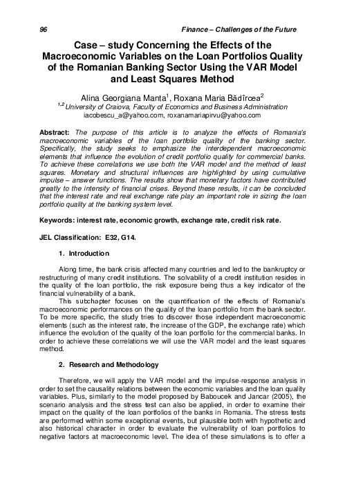 (PDF) Case – study Concerning the Effects of the Macroeconomic Variables on the Loan Portfolios ...