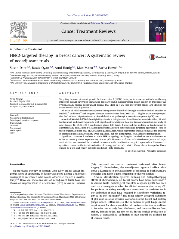 (PDF) HER2-targeted therapy in breast cancer: A systematic review of ...