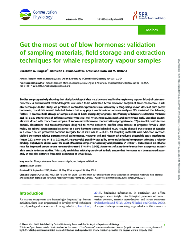 (PDF) Get the most out of blow hormones: validation of sampling ...