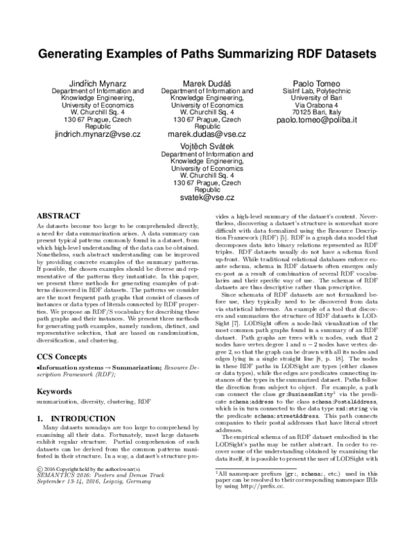 (PDF) Generating examples of paths summarizing RDF datasets