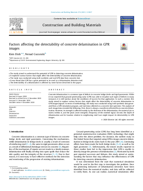 (PDF) Factors affecting the detectability of concrete delamination in ...