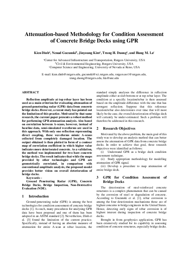(PDF) Attenuation-Based Methodology for Condition Assessment of Concrete Bridge Decks Using GPR