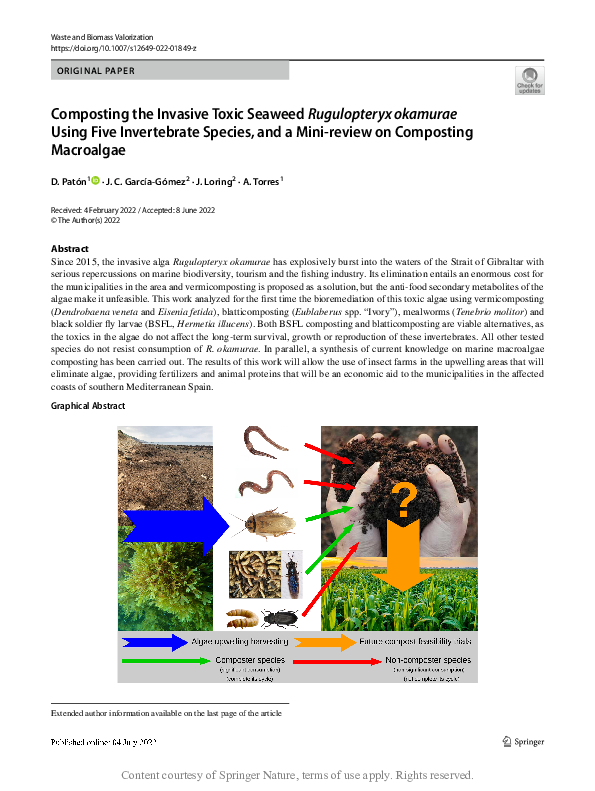 (PDF) Composting the Invasive Toxic Seaweed Rugulopteryx okamurae Using Five Invertebrate ...
