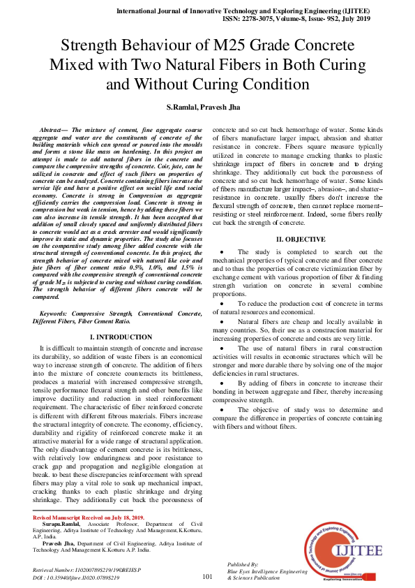 (PDF) Strength Behaviour of M25 Grade Concrete Mixed with Two Natural ...