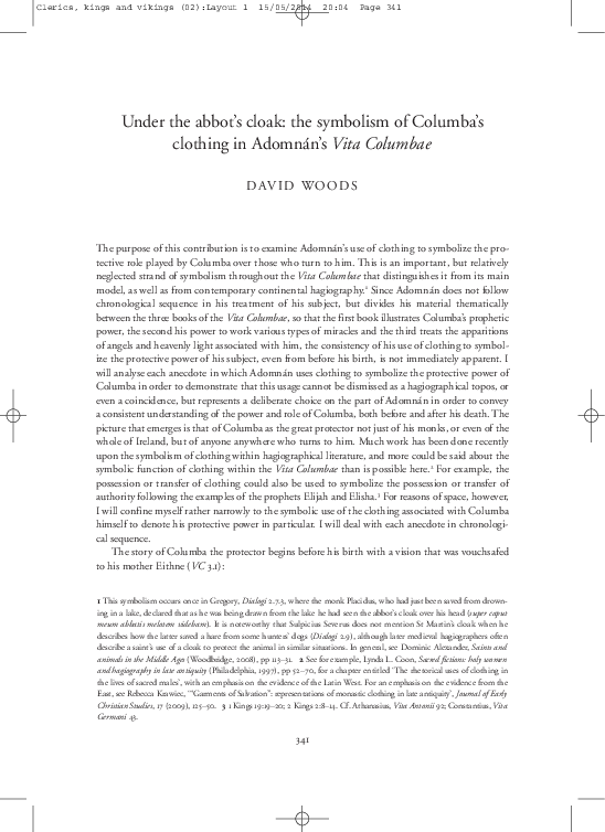 (PDF) Under the abbot's cloak: the symbolism of Columba's clothing in ...