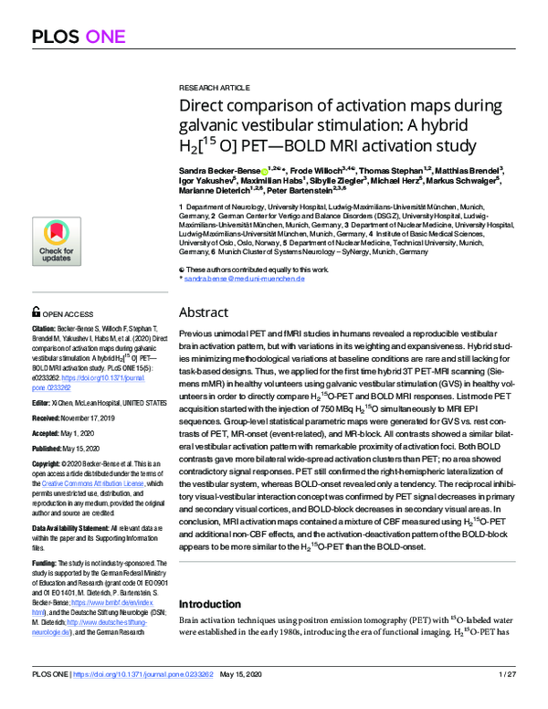 (PDF) Direct comparison of activation maps during galvanic vestibular ...