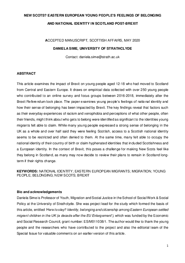 (PDF) New Scots? Eastern European young people's feelings of belonging ...