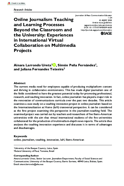 (PDF) Online Journalism Teaching and Learning Processes Beyond the ...